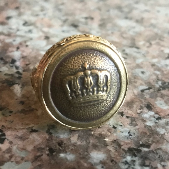 Antique | Jewelry | Antique Wwi Military Crown Button 24k925 Ring ...